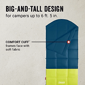 Coleman Kompact Sleeping Bag, Indoor/Outdoor Lightweight Sleeping Bag for Adults, 20°F/30°F/40°F Options for Camping, Hiking, Backpacking with Included Compression Sack; Big & Tall