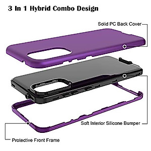 WeLoveCase Galaxy S20 Case, S20 5G Cover 3 in 1 Full Body Heavy Duty Protection Hybrid Shockproof TPU Bumper Three Layer Protective Case for Samsung Galaxy S20 5G 6.2 Dark Purple