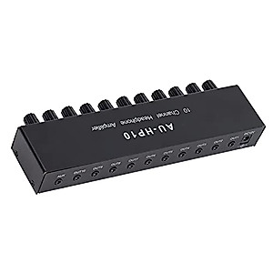 10 Channel Headphone Amplifier Headphone Splitter 1 Input 10 Output Stereo Audio Splitter Independent Control DC 12V for Studios, Stages