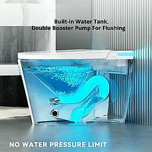 VIDEC Electric Bidet Smart Toilet, Auto Open/Close Lid & Seat with Radar and Foot Sensor, Water Tank Built In, Auto Flushing, Filtered Warm Water, 8 modes SPA Wash, Warm Air Dryer. (TD-71EV)