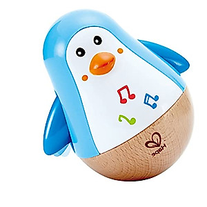 Hape Penguin Musical Wobbler | Colorful Wobbling Melody Penguin, Roly Poly Toy for Kids 6 Months+, Multicolor, 5'' x 2'' (E0331) , Blue