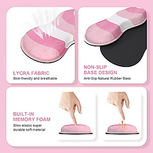 iLeadon Keyboard Mouse Pad Set, Large Gaming Mouse Pad + Keyboard Wrist Rest + Mouse Pad with Wrist Support + Coaster, Easy Typing Pain Relief, Desk Mat Set, Valentines Day Gifts for Her, Pink Heart