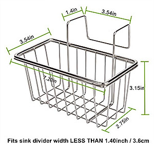 JIANYI Sponge Holder, Stainless Steel Sponge Holder for Kitchen Sink, Rustproof Durable Brush Sink Caddy for Sponge, Dishwashing, Brush Drying
