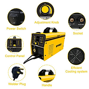 MYYWELD 160A MIG Welder, Gas/Gasless 4 in 1 Welding Machine Stick ARC/Flux MIG/Solid Wire/LIFT TIG Welder with IGBT Inverter，220V Flux Core Wire Welder