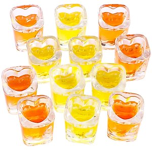 Set of 24 Heart Shot Glasses 1.5 oz Cute Shot Glasses Heart Shaped Clear Shot Glass Bulk Square Shot Glasses Tequila Shots for Women Cocktail Wine Espresso