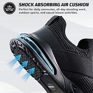 Non Slip Work Shoes for Women Men Slip on Sneakers Women Slip Resistant Waterproof Chef Kitchen Shoes Zapatos De Trabajo para Hombres, Black