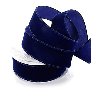 Ribbon Traditions 1.5" Wired Suede Velvet Ribbon Navy - 10 Yards