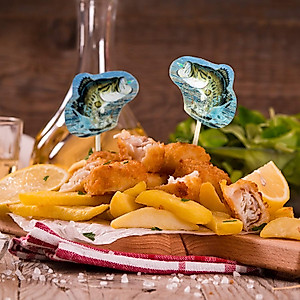 Havercamp 24 Count Bass Party Picks | Gone Fishin' Party Collection for Birthday, Retirement, Fishing Tournament