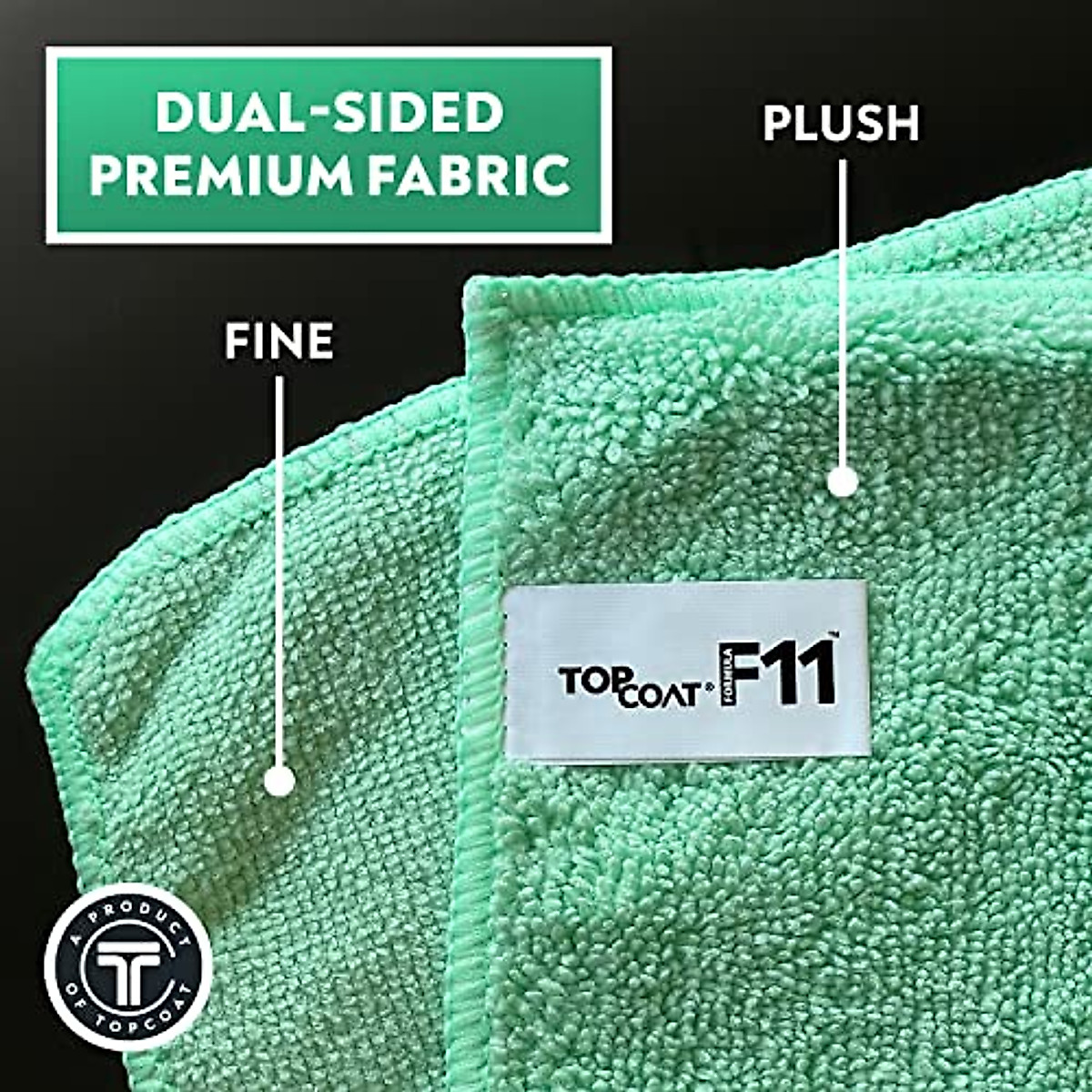 TopCoat Mycro Premium Detail Microfiber Towel 16x16-350GSM Medium-Density, High-Fiber Microfiber Cloth for Detailing and Polishing - Green Microfiber Cleaning Cloths (6-Pack)
