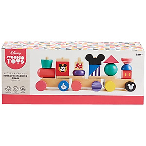 Just Play Disney Wooden Toys Mickey Mouse Stacking Train Set, 18-Pieces, Officially Licensed Kids Toys for Ages 18 Month