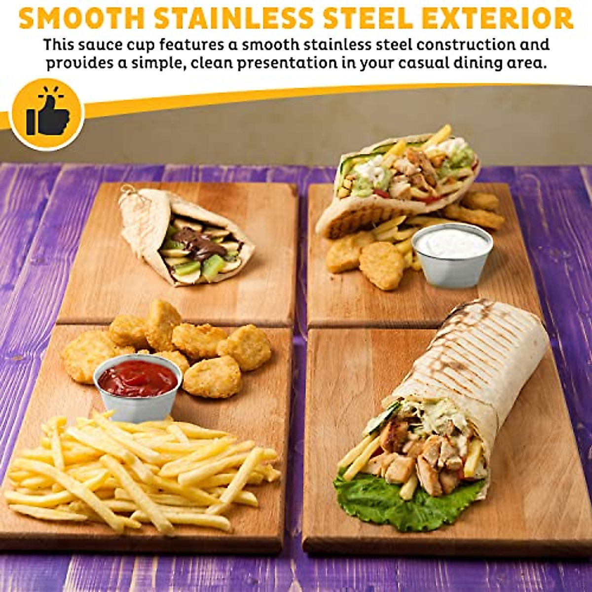 C&S Event Supply Co. 2.5oz Ramekins - Commercial Grade Silver Stainless Steel Sauce Cups, Round Small Bowls for Dipping Sauce Cup & Portion Control - Ideal for Au Jus, Condiments, Dips - Set of 12