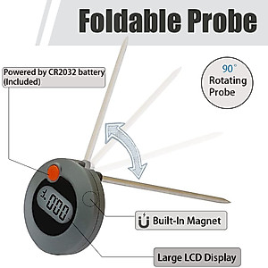 Remeel Cooking Thermometer Kitchen Thermometer Meat Thermometer Fast Instant Read Digital Food Thermometer with Magnet for Grilling BBQ Steak Baking Bread Cakes and Liquids