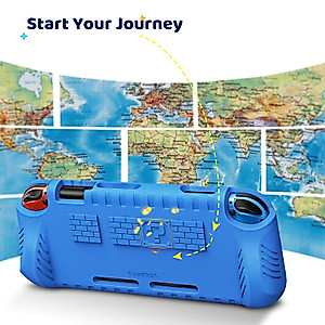 Fintie Kids Case Compatible with Nintendo Switch w/2 Game Card Slots - [Ultralight] [Shockproof] Protective Cover with Ergonomic Grip, Kids Friendly Grip Case for Switch Console (Blue)