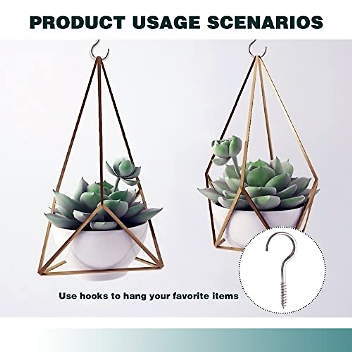 20 Pieces of 1.97 inch Pull Hook 304 Stainless Steel Hook, Round Head Screw Hook, M4 Metal Cup Hook, Indoor and Outdoor Screw Hook, M4x50