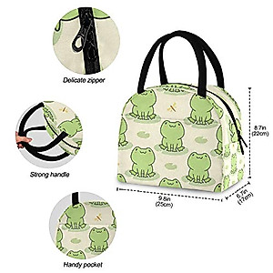 Lunch Bag Women Reusable Tote Bag Cooler Insulated - Cute Frog Lunch Box for Office Picnic Adults