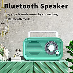 Portable AM/FM Radio with Bluetooth, Battery Operated Transistor Analog Radio or AC Powered with Best Reception, Big and Precise Tuning Knob Large Bluetooth Speaker Easy to Use Suit for Home Cafe