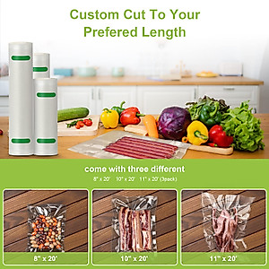 Gokilife Vacuum Sealer Bags, 8" x 20' 10" x 20' 11" x 20' Food Vacuum Bags Rolls 3 Pack, BPA Free, Heavy Duty, Cut to Size Roll for Vac Storage, Meal Prep or Sous Vide