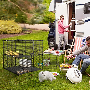 YITAHOME Cat Cage 2 Tier Indoor Cat Enclosures Kitten Cage DIY Pet Playpen Metal Kennel for 1-2 Cats, Ferret, Chinchilla, Rabbit, Small Animals, Kitty, Squirrel, RV Travel, Camping