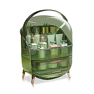 Ergocar Portable Retro Series Multi-Function Make Up Case Dustproof Cosmetic Storage Box,Cosmetics Skin Care Products Jewelry Organizer Case Finishing Box Bathroom Desktop - Retro Green