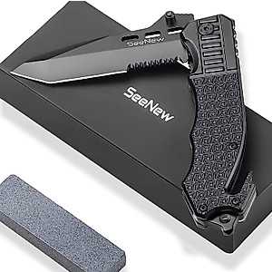 Seenew Outdoor Survival Pocket Knife Perfect for Work Hiking Camping（Large gift box）