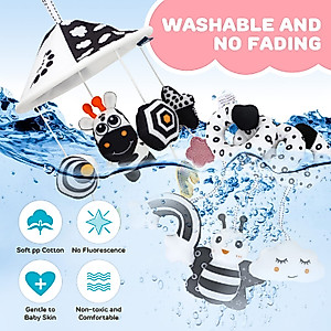 TOY Life 2 Pack Hanging Baby Toys 0-6 Months, Car Seat Spiral Toys for Babies 0-6 Months, Crib Toys Hanging Newborn Toys Black and White Hanging Stroller Activity Toy for Babies, Infant Carseat Toys
