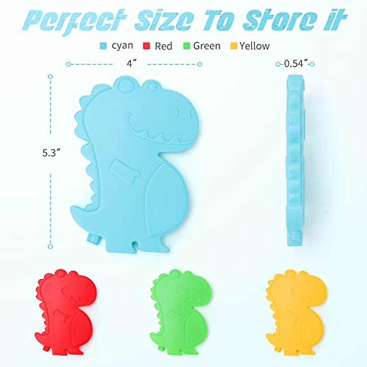 Cerbonny Reusable Ice Packs for Lunch Boxes, 4-Piece Set, Fun Dinosaur Shapes, Freezer Safe, Easy to Clean, Keeps Food and Drinks Cold