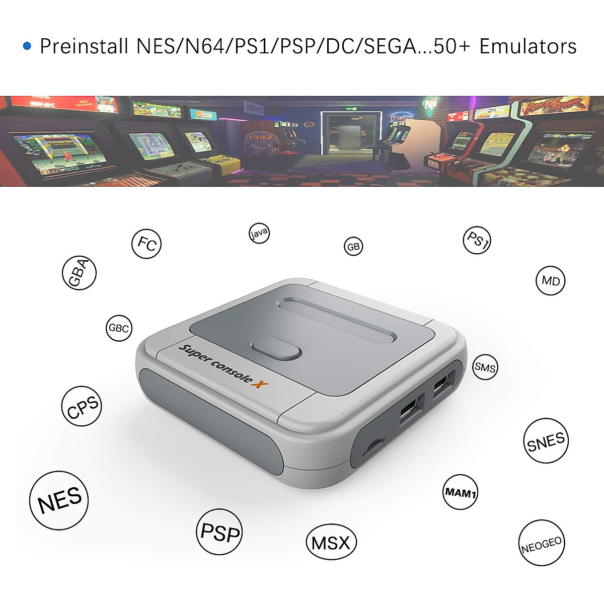 DIKDOC Video Game Console Emulator Console Arcade Emulator Kids Retro Game Console Pre-Install 41,000 Games ROM HDMI Output 128G Mini Portable Support NES/N64/PS1/Sega Console