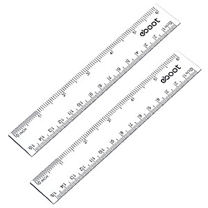 2 Pack Plastic Ruler Straight Ruler Plastic Measuring Tool for Student School Office (Clear, 6 Inch)