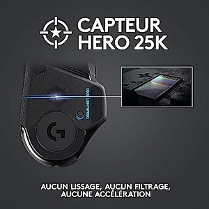 Logitech G502 Lightspeed Wireless Gaming Mouse, Hero 25K Sensor, 25,600 DPI, RGB, Adjustable Weights, 11 Programmable Buttons, Long Battery Life, POWERPLAY-Compatible, PC/Mac - Black