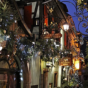 QITONG 2 Pack White Solar Christmas Lights, Each 66ft 200LED Solar String Lights Outdoor Waterproof, 8 Modes White Solar Lights for Outside Tree Yard Garden Christmas Decorations (Cool White)