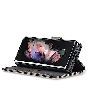 Case for Samsung Galaxy Z Fold 5,Luxury PU Leather Anti-Fall Magnetic Flip Folio Card Slots Holder Protective Case Cover Compatible with Samsung Galaxy Z Fold 5(Gray)