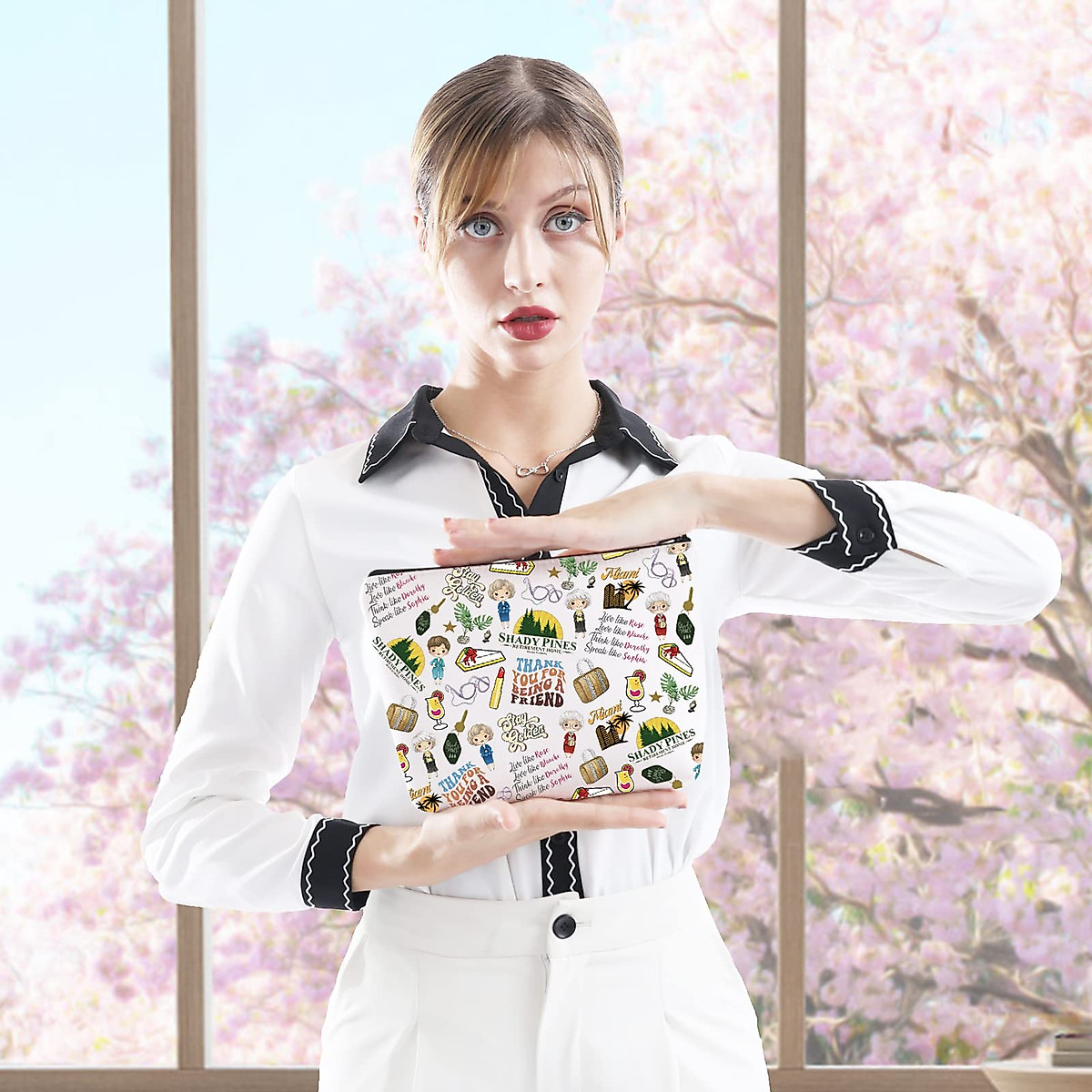 Golden TV Show Inspired Zipper Pouch TV Show Merchandise Gift Best Friend Birthday Gift Makeup Bag for BFF (Golden TV Pattern Bag)