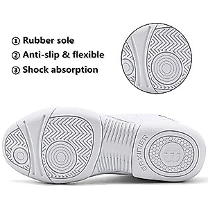 TUOTOM Girls White Cheer Shoes Youth Competition Cheerleading Dance Sneakers Women Breathable Athletic Training Tennis, White, 3 Big Kid