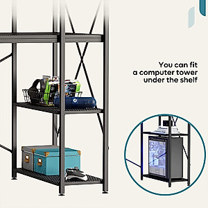 Bestier Computer Desk with Shelves - 47 Inch Small Space Home Office Desks with Bookshelf for Study Writing and Work - Plenty Leg Room and Easy Assemble,Black Carbon Fiber