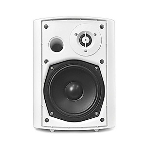 Pyle Wall Mount Home Speaker System - Active + Passive Pair Wireless Bluetooth Compatible Indoor / Outdoor Water-resistant Weatherproof Stereo Sound Speaker Set with AUX IN - PDWR51BTWT (White)