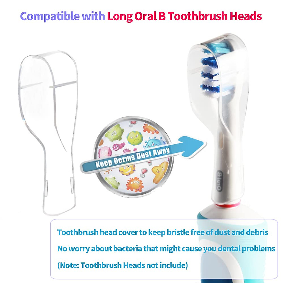 8Pcs Reusable Toothbrush Covers Compatible with Oral B Dual Clean Replacement Brush Heads and Trizon/Pulsonic/Sonic SR 12A 18A Replacement Brush Heads