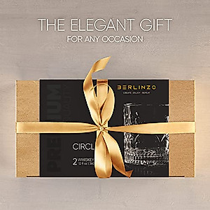 Old Fashioned Whiskey Glasses - Rocks Glasses in Gift Box, Bourbon glass set, Old Fashioned Glass and Scotch Glasses for Men, Whiskey Glass for Cognac, Whisky, Liquor and Cocktail.. (Circle - 2 pcs)