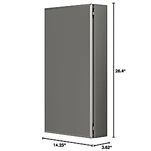 KOHLER CB-CLC1526FS CLC Flat 15" W x 26" H Aluminum Single Medicine Cabinet with Mirrored Door, Beveled Edges, Anodized Aluminim