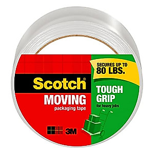Scotch Tough Grip Moving Packaging Tape, 1 Roll, 1.88" x 54.6 Yards (3500)