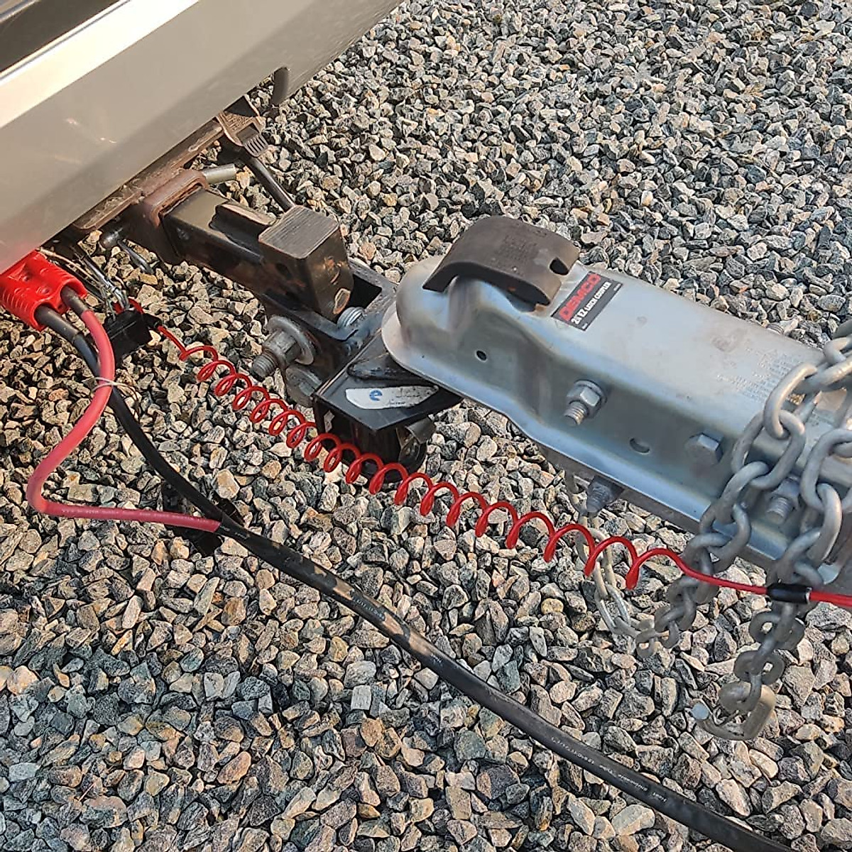 Malloryx 4' Breakaway Trailer Cable with Pin Trailer Brake Cable RV Stainless Steel Spring Towing Coiled Wire Safety Straps Ground Clip,for Breakaway Switch