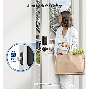 Veise Fingerprint Door Lock with 2 Lever Handles - Keyless Entry Door Lock, Electronic Keypad Deadbolt & Front Door Lock Handle Sets, Auto Lock & 1 Touch Locking, Easy Installation, Oil Rubbed Bronze