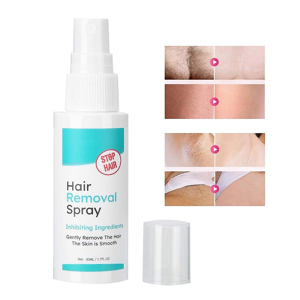 Hair Remover Spray, Body Hair Removal Cream, Inhibitor Painless Permanent Depilatory Cream Nourishing Hair Inhibitor For Men and Women(50ml)