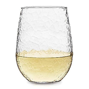 Libbey Hammered Stemless All-Purpose Wine Glasses, 17-ounce, Set of 8