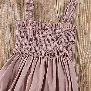 Infant Baby Girls Floral Cotton Strappy Halter Romper Bodysuit and Headband Ruffled Jumpsuit Sunsuit Baby Girl Summer Clothes (Solid Pink, 0-3M)