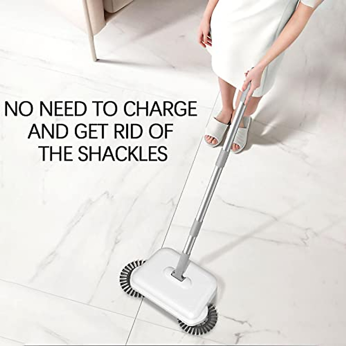 Hand Push Sweeper - Home Sweeping Mopping Machine Vacuum Cleaner Sweep Carpet and Floor Sweeper with Dual Rotating System 2 Corner Edge Brushes Cleaning Sweeper Tool Sweeping Robot