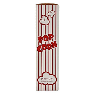Snappy 3J Red and White Close Top Popcorn Boxes, 1.25 Oz, 25 Count