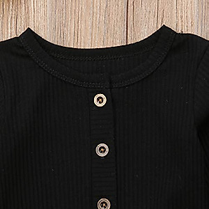 Seyurigaoka Newborn Baby Boys Girls Knit Cardigan Sweater, Infant Button-Down Cotton Sweater, Unisex Baby Clothes (Black, 3-6 Months)