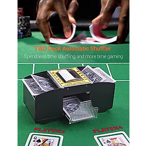 WILLIZTER Automatic Poker Card Shuffler 1-2 Decks Battery Operated Electric Poker Shuffler Card Shuffler for Porker Home Card Games Tables, Rummy Blackjack