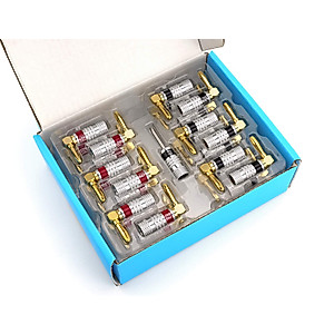 Sewell Silverback Right Angle Banana Plugs, 12 Pairs Quick Connect Gold Plated Speaker Plugs 90 Degree