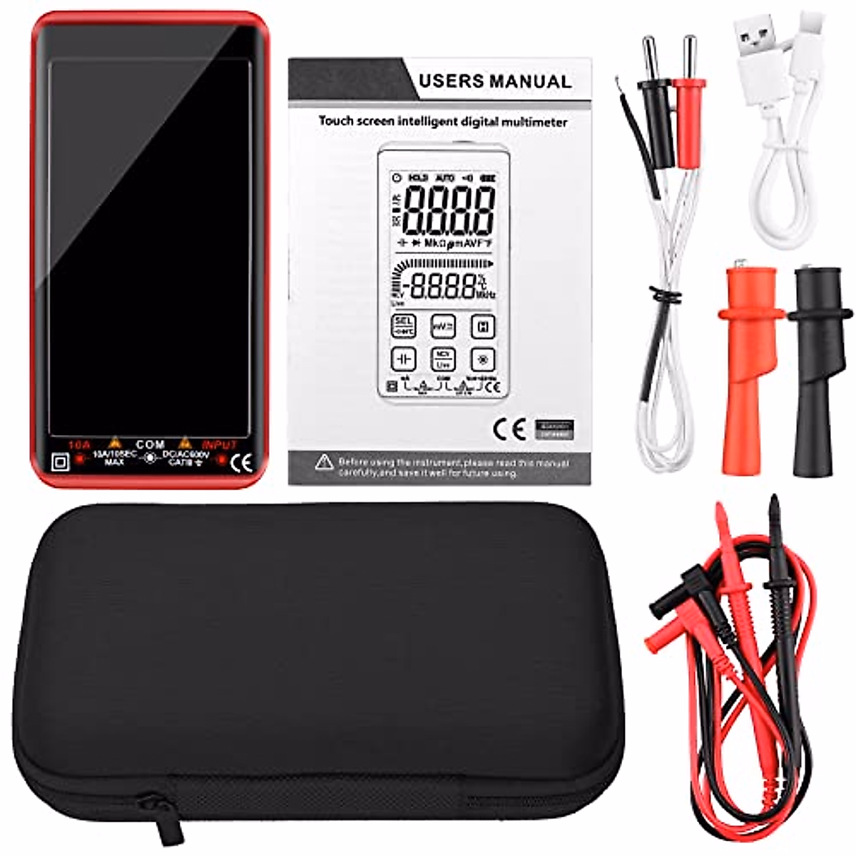 Proster Digital Multimeter TRMS Meter Voltage Current Capacitance Tester Temperature NCV (Touch Screen TRMS Meter)